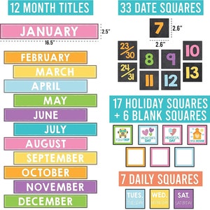 Colorful Classroom Calendar Set Bulletin Board Sets for Teachers ...