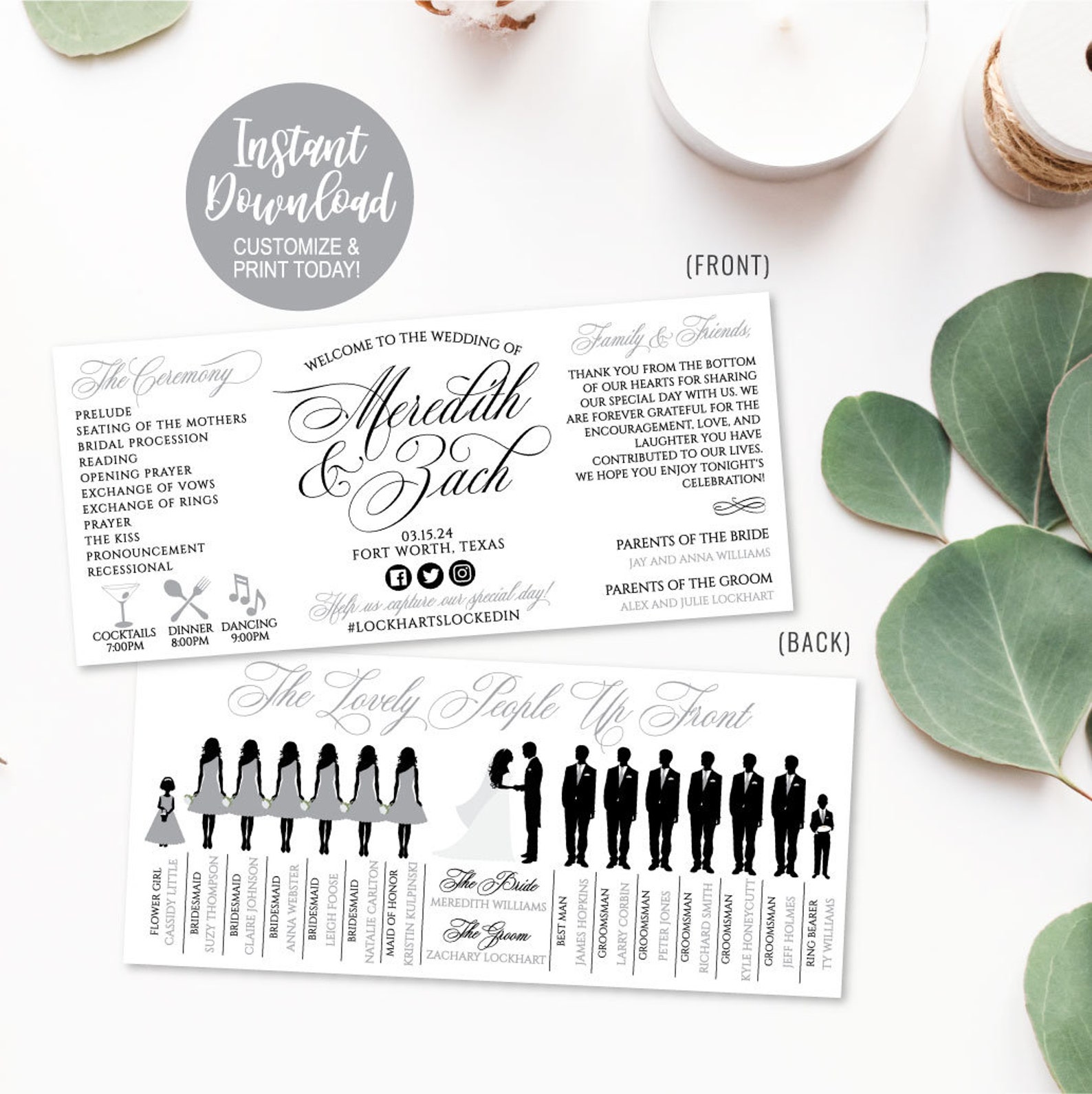 Wedding Program Thank You Template, Wedding Program Ideas Wording ...