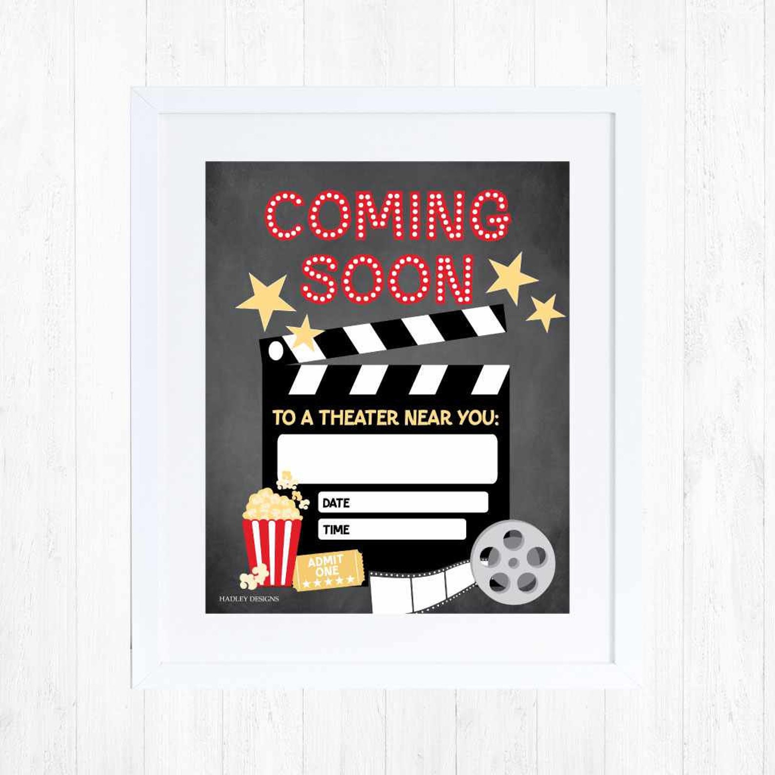 Movie Night Coming Soon Sign Template Personalized Movie - Etsy