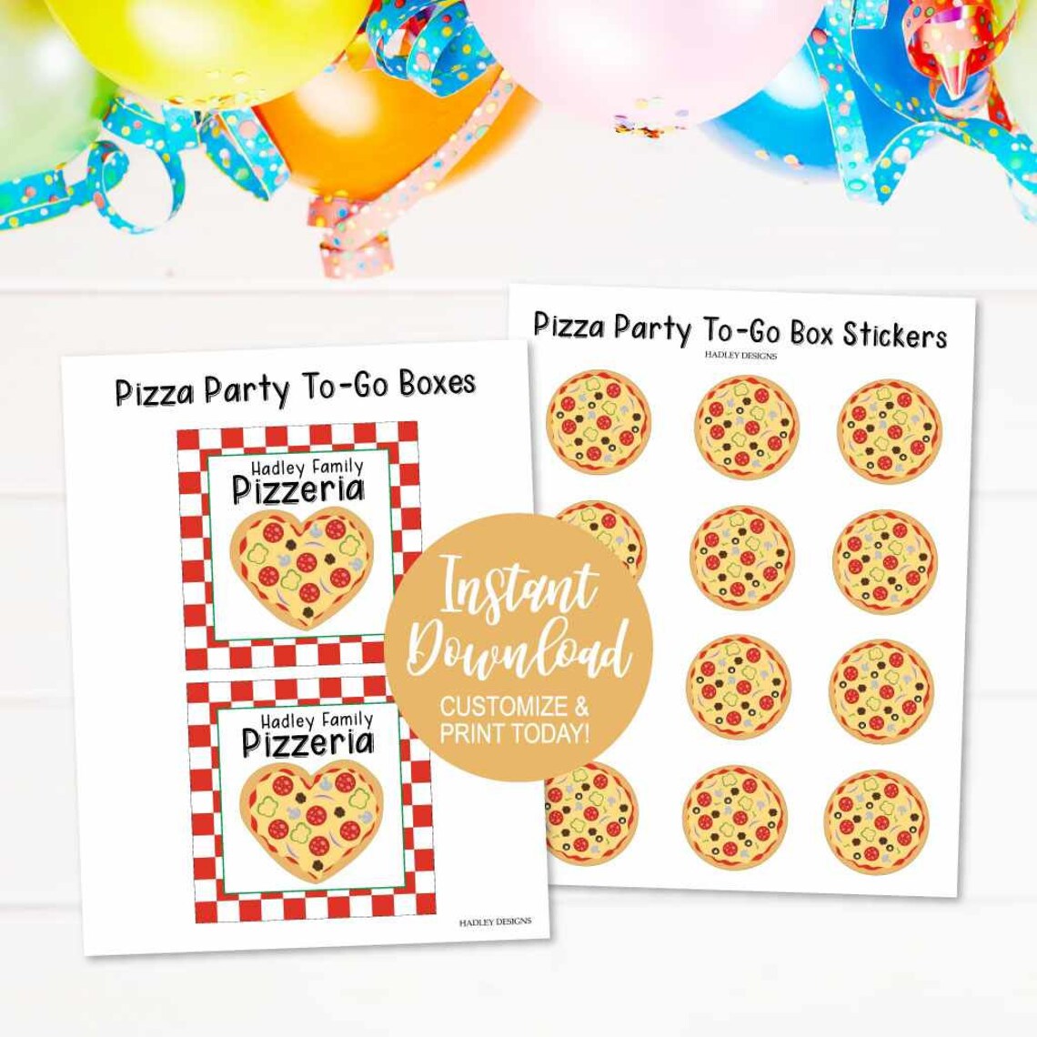 Favor Stickers Printable Favors Stickers Birthday Pizza | Etsy