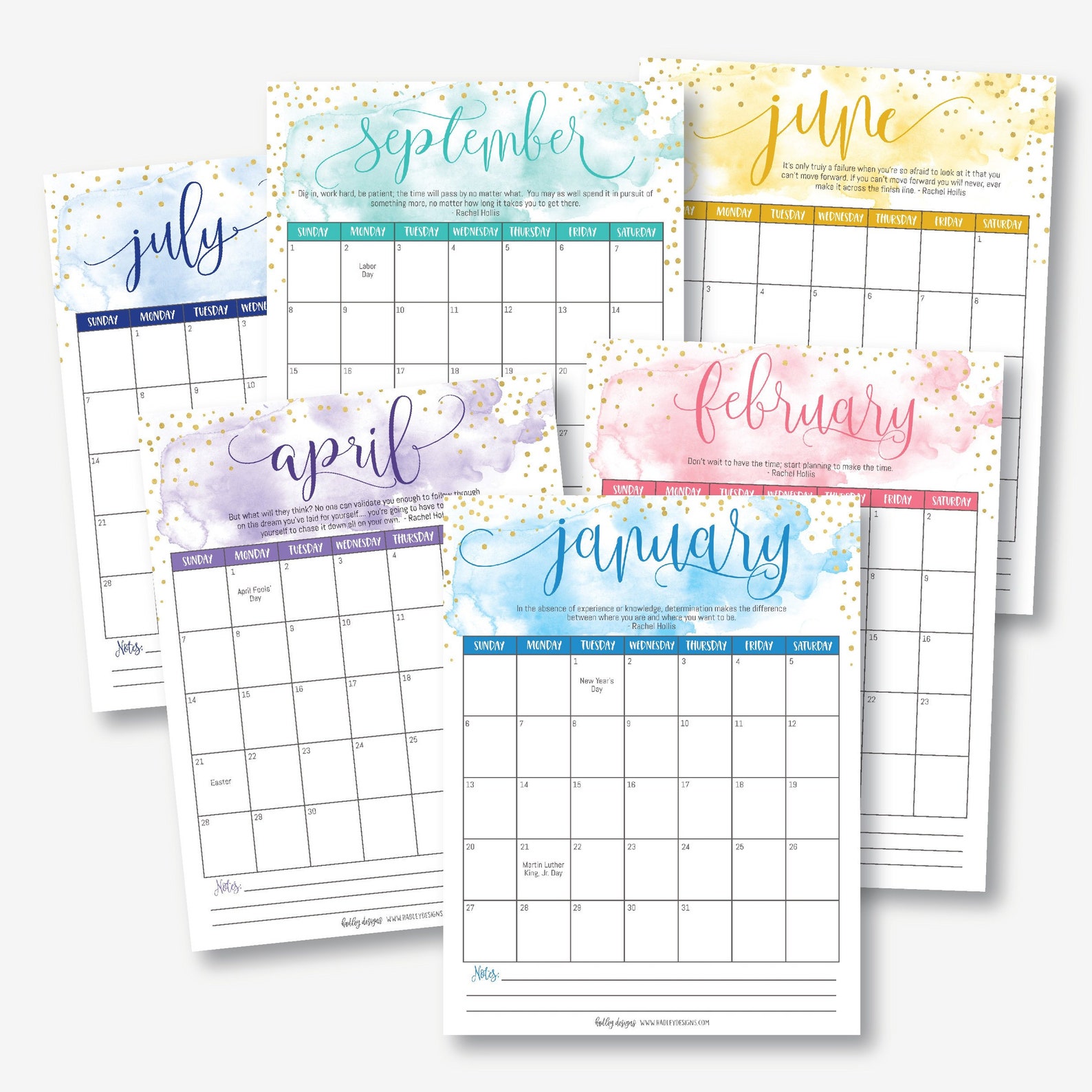 DIY Calendar 2019 Printable Calendar 2019 Notes Printable - Etsy