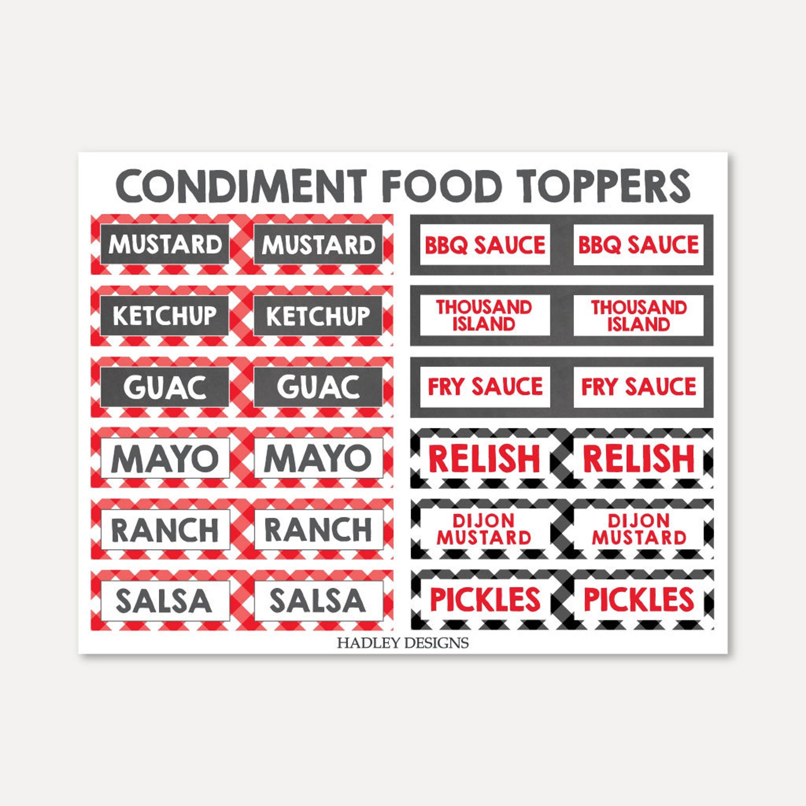 Printable Backyard BBQ Condiment Labels Cookout Food Label | Etsy