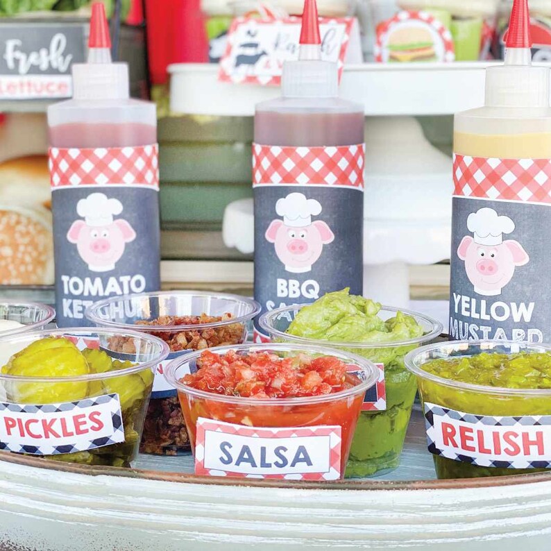 Printable Backyard BBQ Condiment Bottle Labels Summer Cookout | Etsy