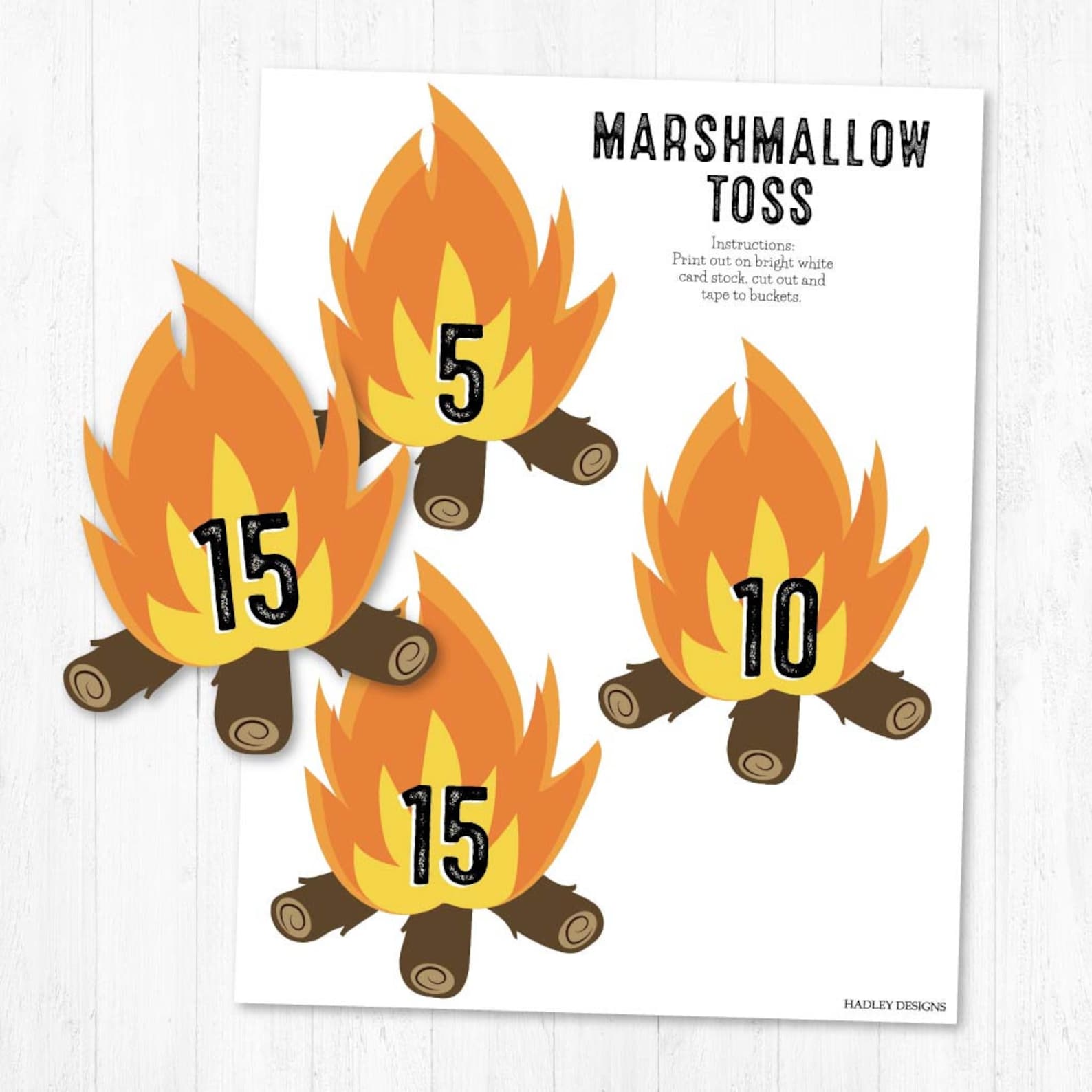 Marshmallow Toss Game Printable, Outdoor or Indoor Tossing Game for ...