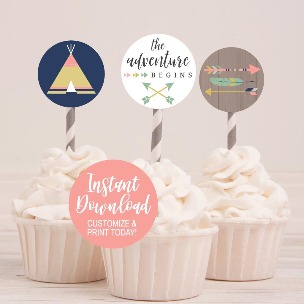 Aztec Girl Baby Shower Cupcake Toppers Baby Shower Cupcake | Etsy