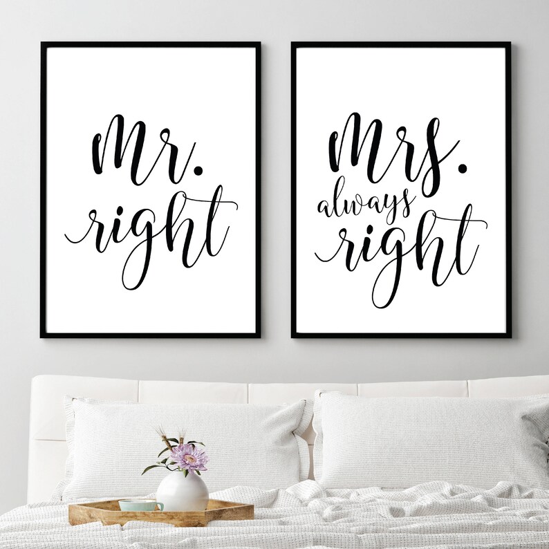 Mr. Right and Mrs. Always Right Printable Sign Set Home Decor | Etsy