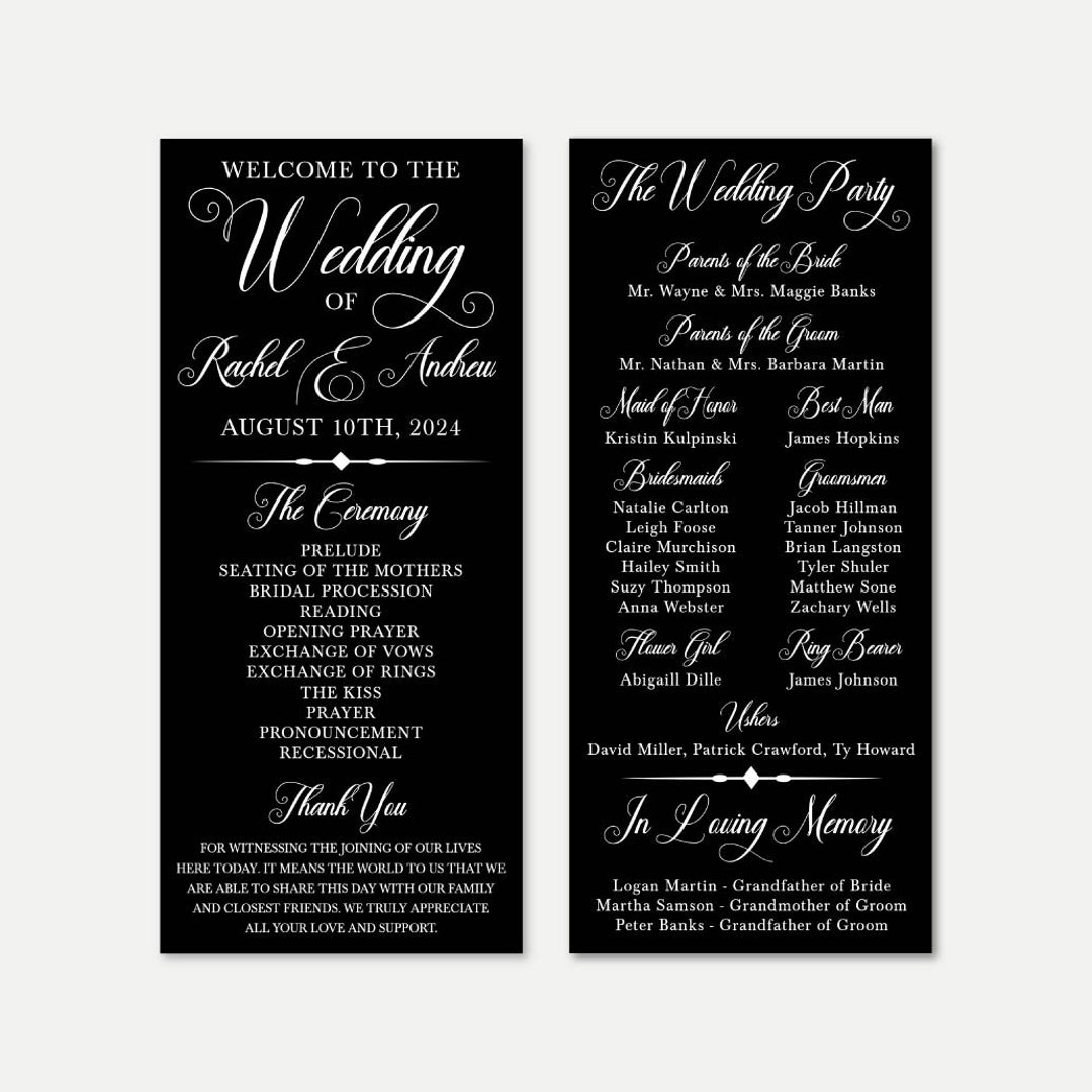 Elegant Monogram Wedding Program Template - Programs Designs, Wedding ...