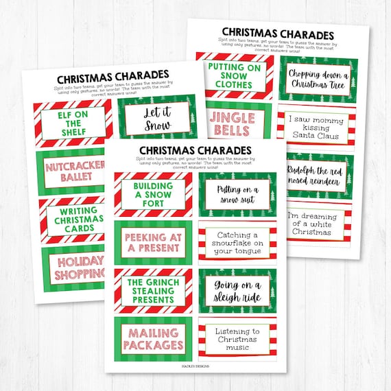 Plantilla de juego de charadas de fiesta de Navidad Juego de - Etsy España