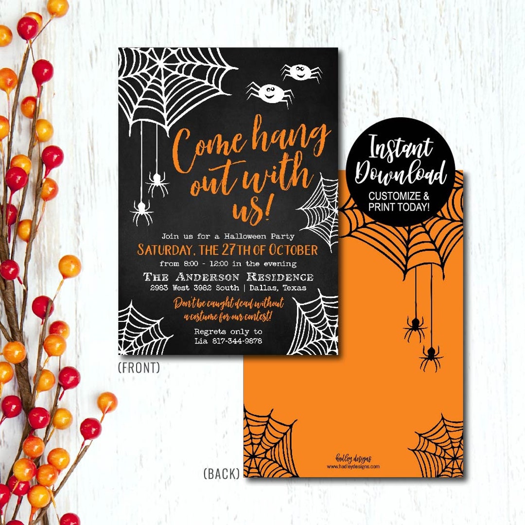 Come Hang Out With Us Halloween Party Invitation, Halloween Bash ...