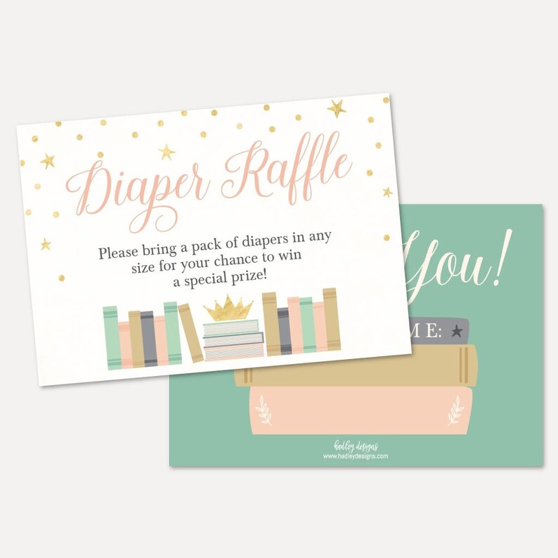 Book Themed Baby Shower Diaper Raffle Template - Ticket Printable ...