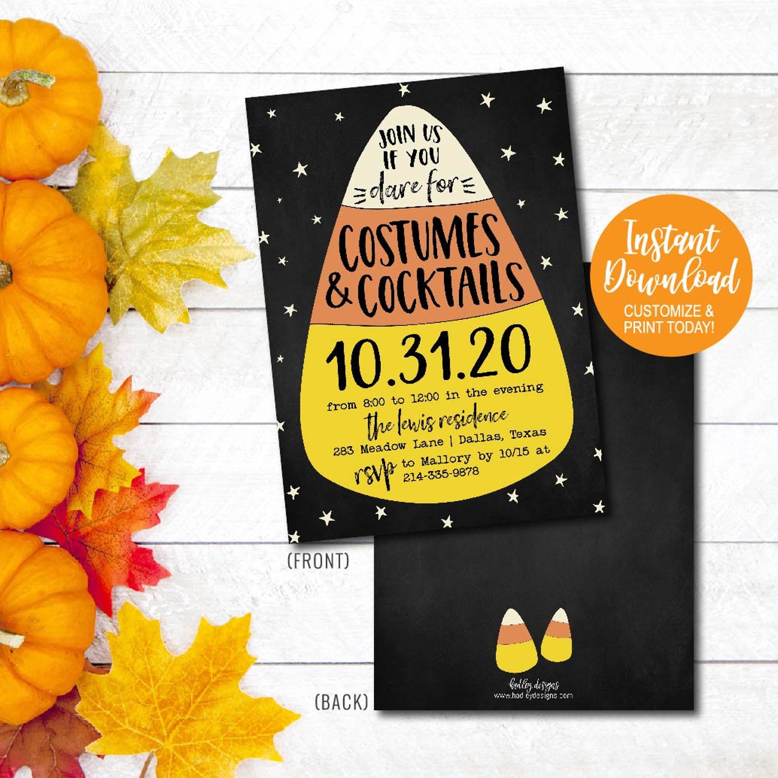 Candy Corn Halloween Costume Party Invitation, Costume Party Invitation ...