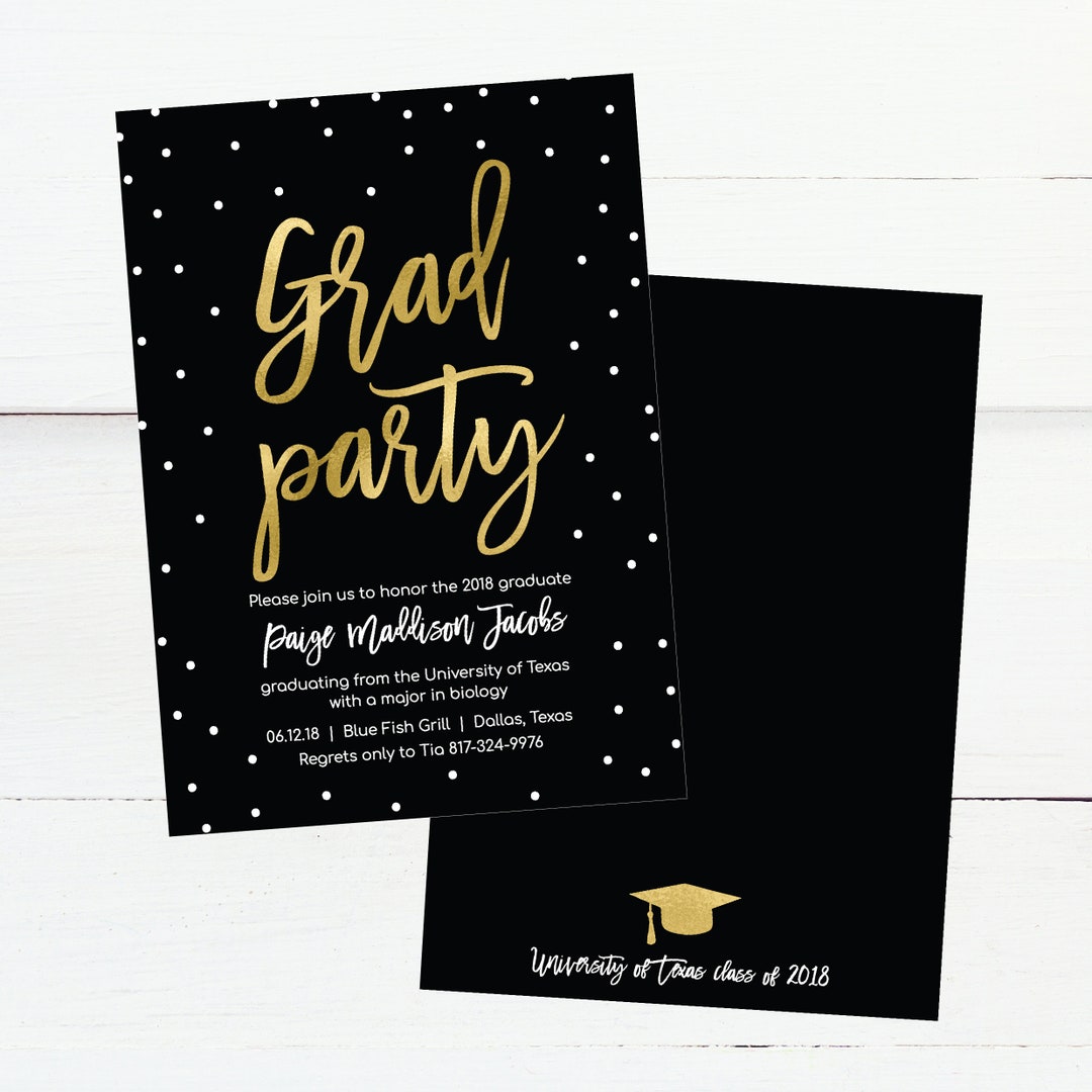 Black and Gold Graduation Announcement 2018, 2018 Graduation ...