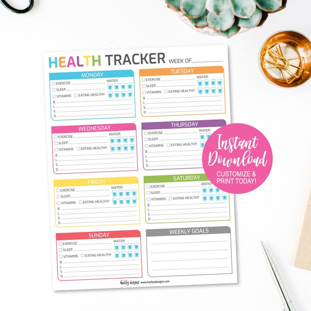 Nutrition Tracker, Fitness Goal Printable, Weekly Goal Planner, Instant ...