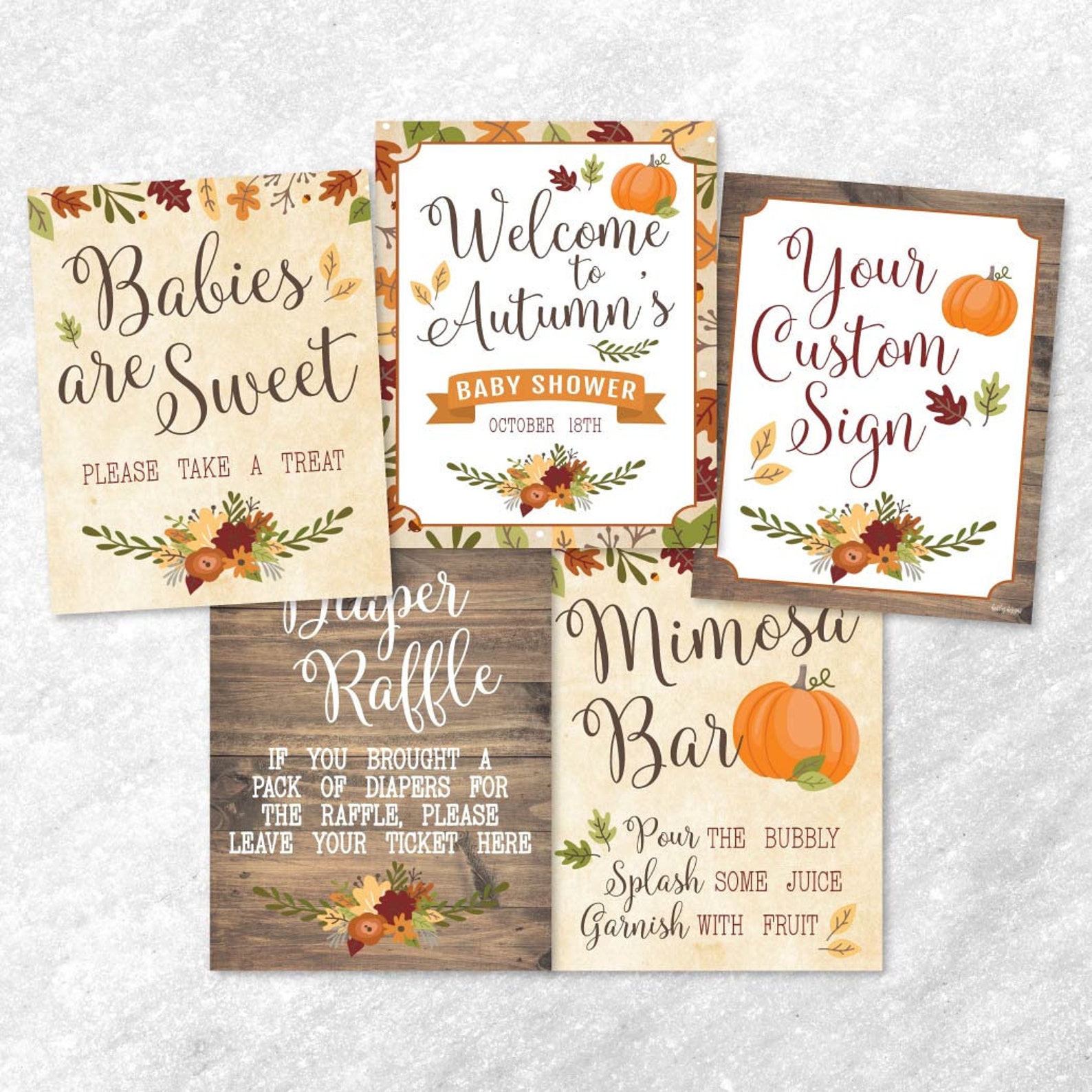 Fall Rustic Baby Shower Sign Set Templates Baby Shower Sign | Etsy