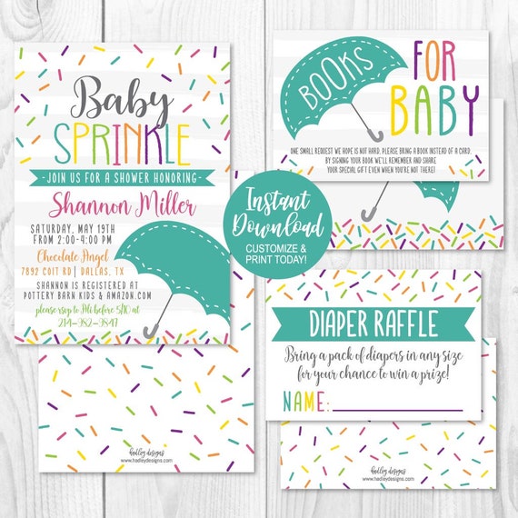 Sprinkle Baby Shower Invitation Suite Template Shower | Etsy