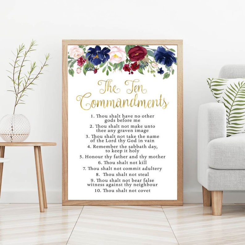 Floral the Ten Commandments Wall Art Template - Floral the Ten ...