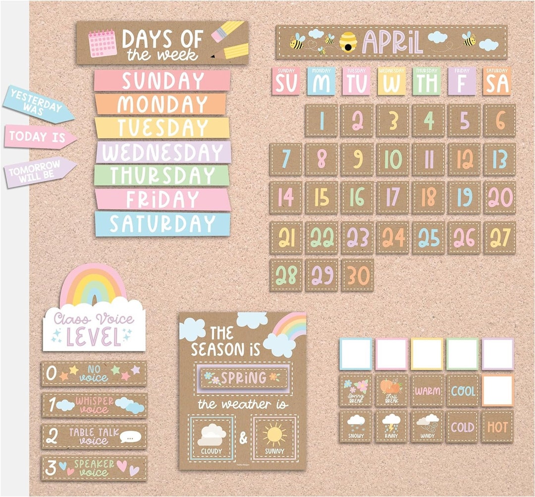 Rustic Classroom Calendar Set Bulletin Board - Bulletin Board Calendar ...