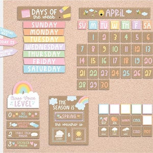 Rustic Classroom Calendar Set Bulletin Board - Bulletin Board Calendar ...