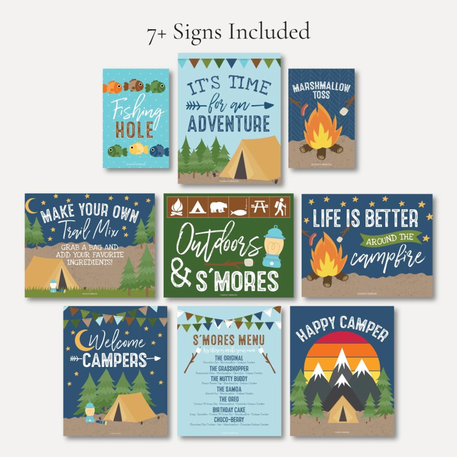 Editable Camping Sign Package Templates Includes Smores Favor - Etsy