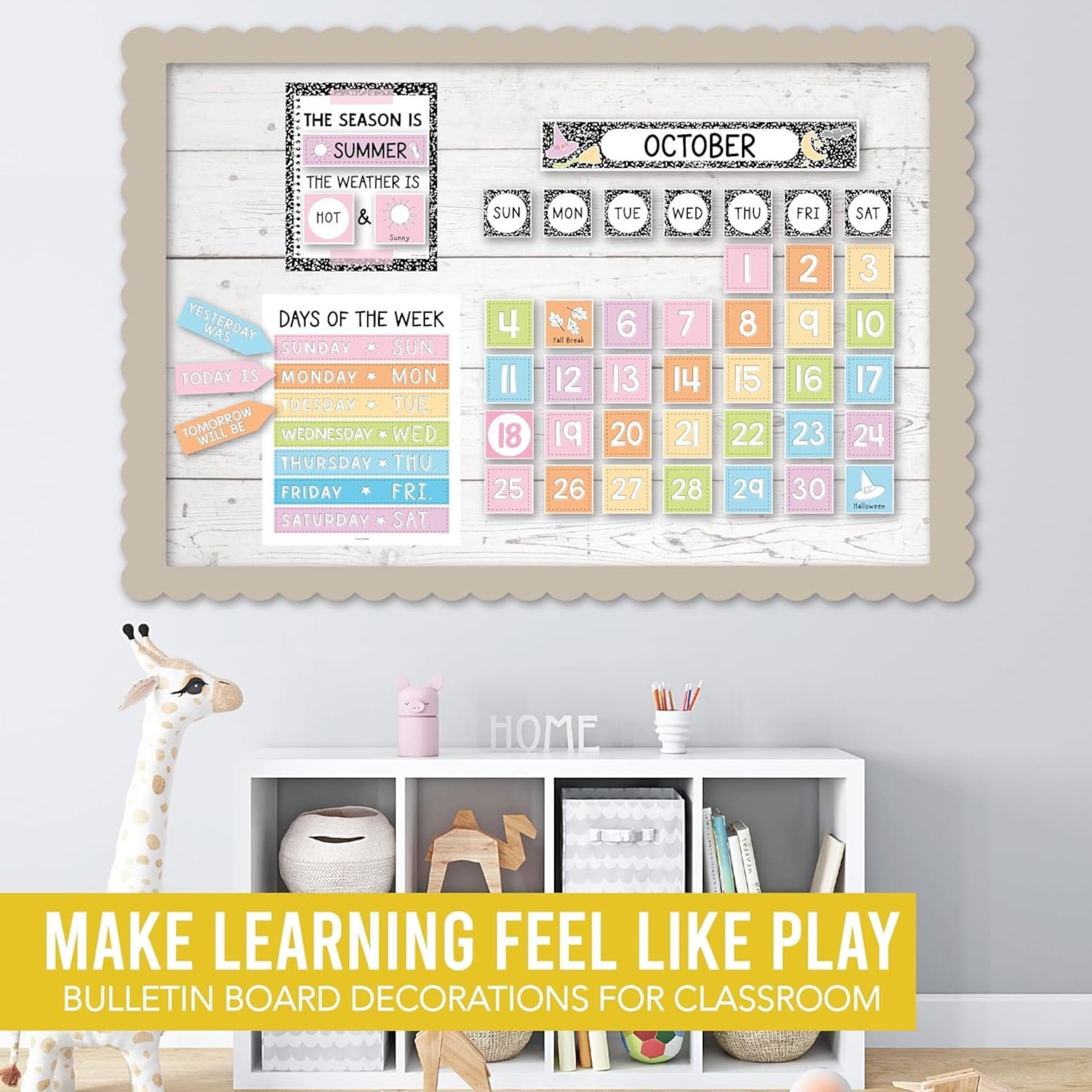 Colorful Classroom Calendar Set Bulletin Board - Bulletin Board ...