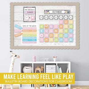 Colorful Classroom Calendar Set Bulletin Board - Bulletin Board ...