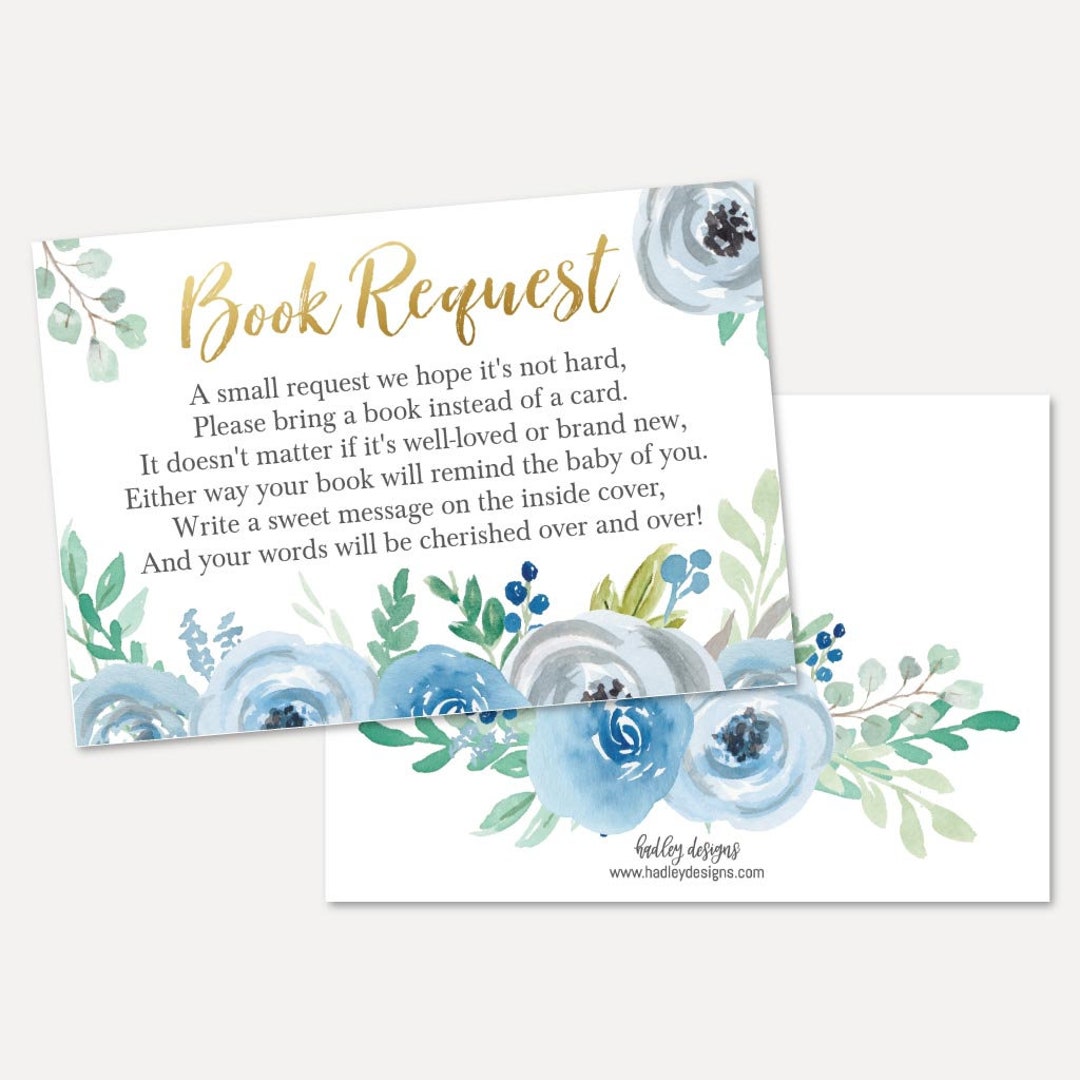 Plantilla de solicitud de libro de baby shower floral azul - Etsy México
