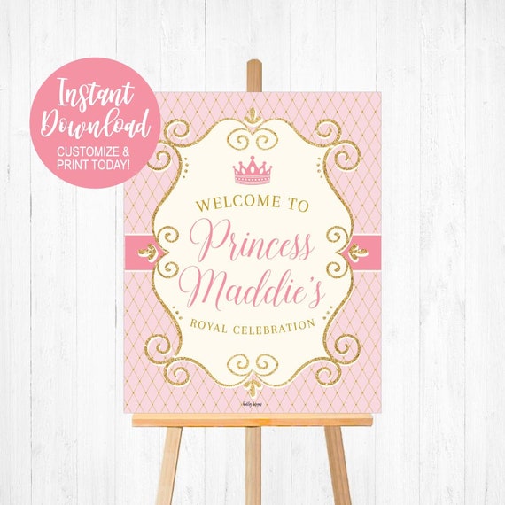 Custom Birthday Sign Birthday Party Decor Princess Printable | Etsy