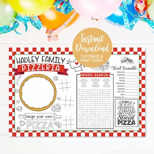 Pizza Table Place Mats, Pizza Party Table Placemats, Placemat for Kids ...