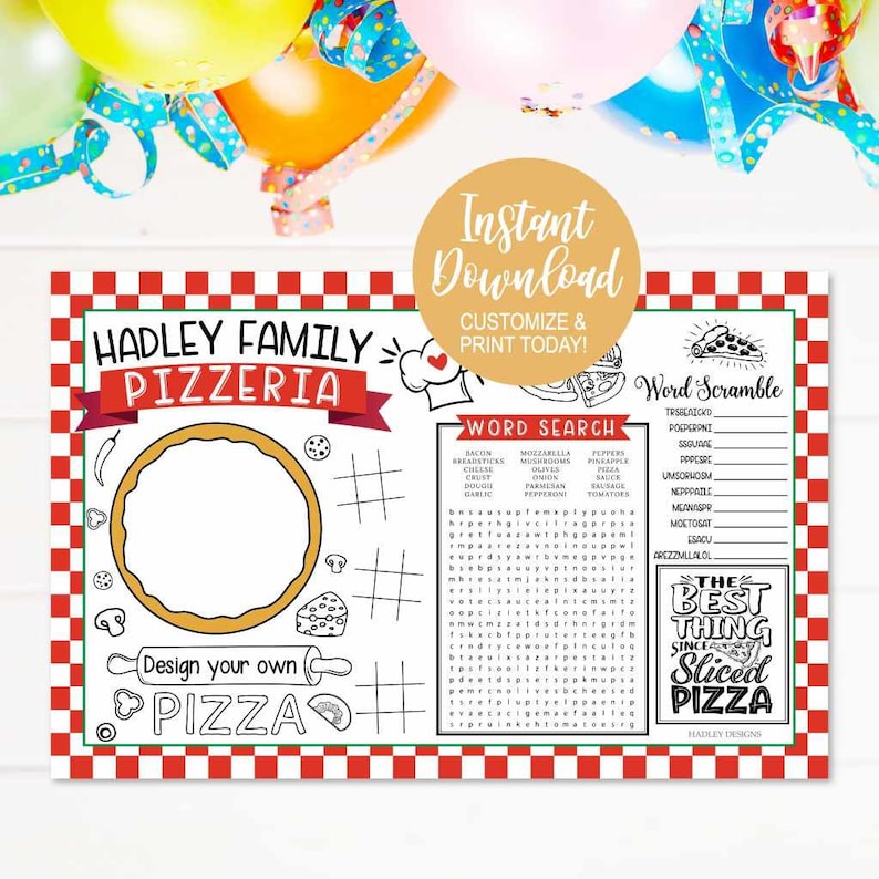 Pizza Night Pizza Birthday Party Pizza Printable Pizza - Etsy
