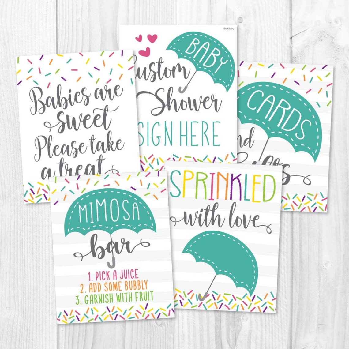 Sprinkle Baby Shower Signs Set Templates - Baby Shower Sign, Baby ...