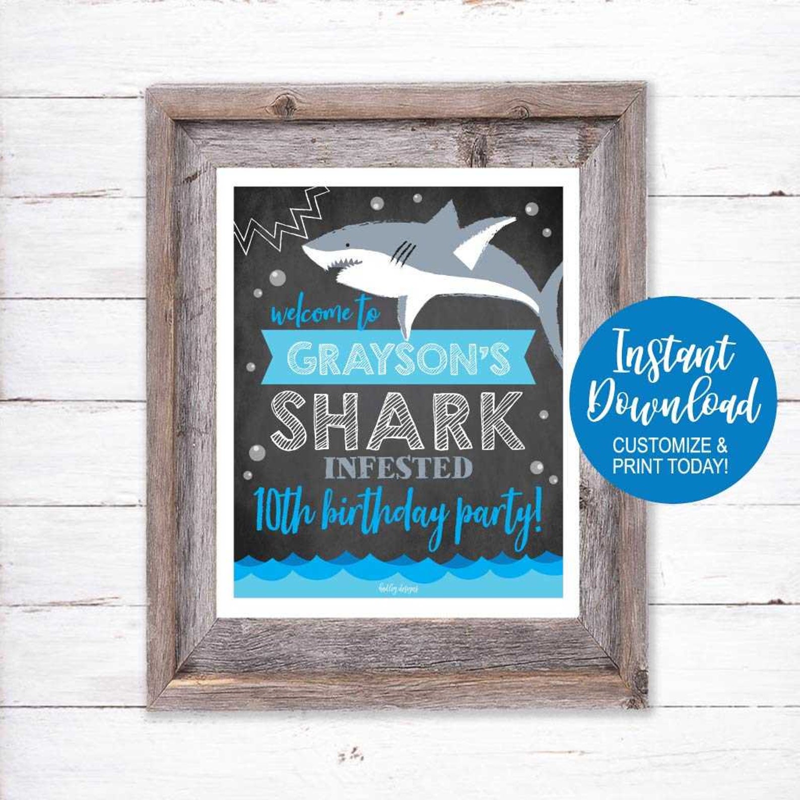 Shark Birthday Welcome Sign Sharkbirthday Party Welcome - Etsy