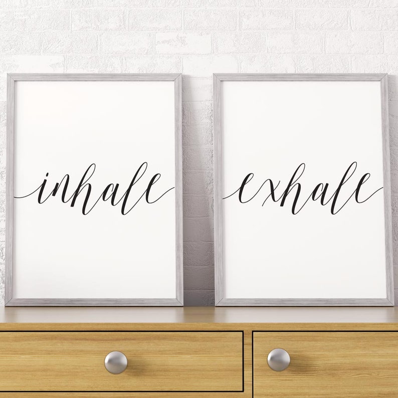 Inhale Exhale Home Decor Signs, Minimalist Art Large, Bedroom Wall Art ...