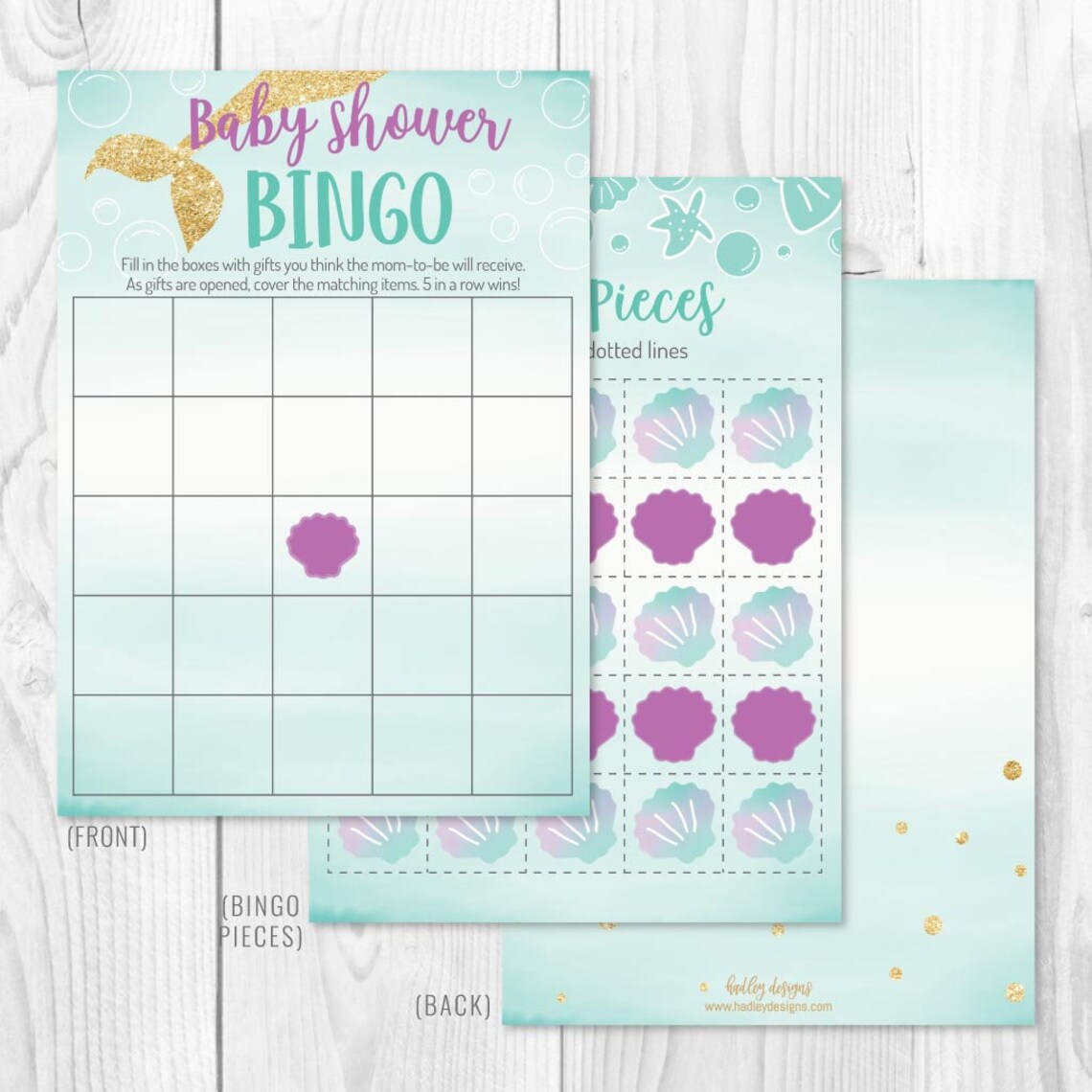 Mermaid Baby Shower Bingo Game Template Bingo Baby Shower - Etsy
