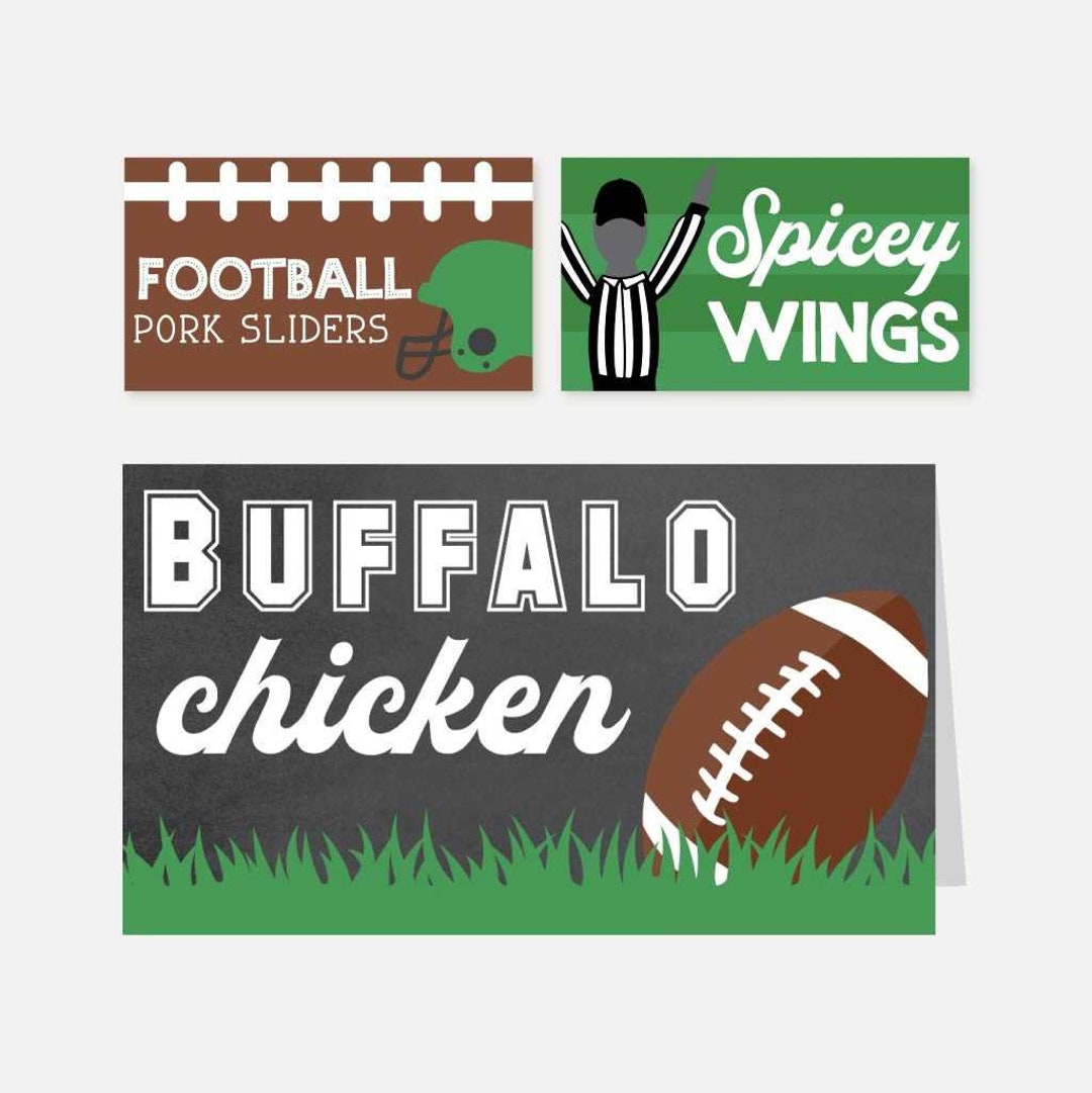 Field Football Kids Party Food Tent Cards Template - Food Place Cards ...