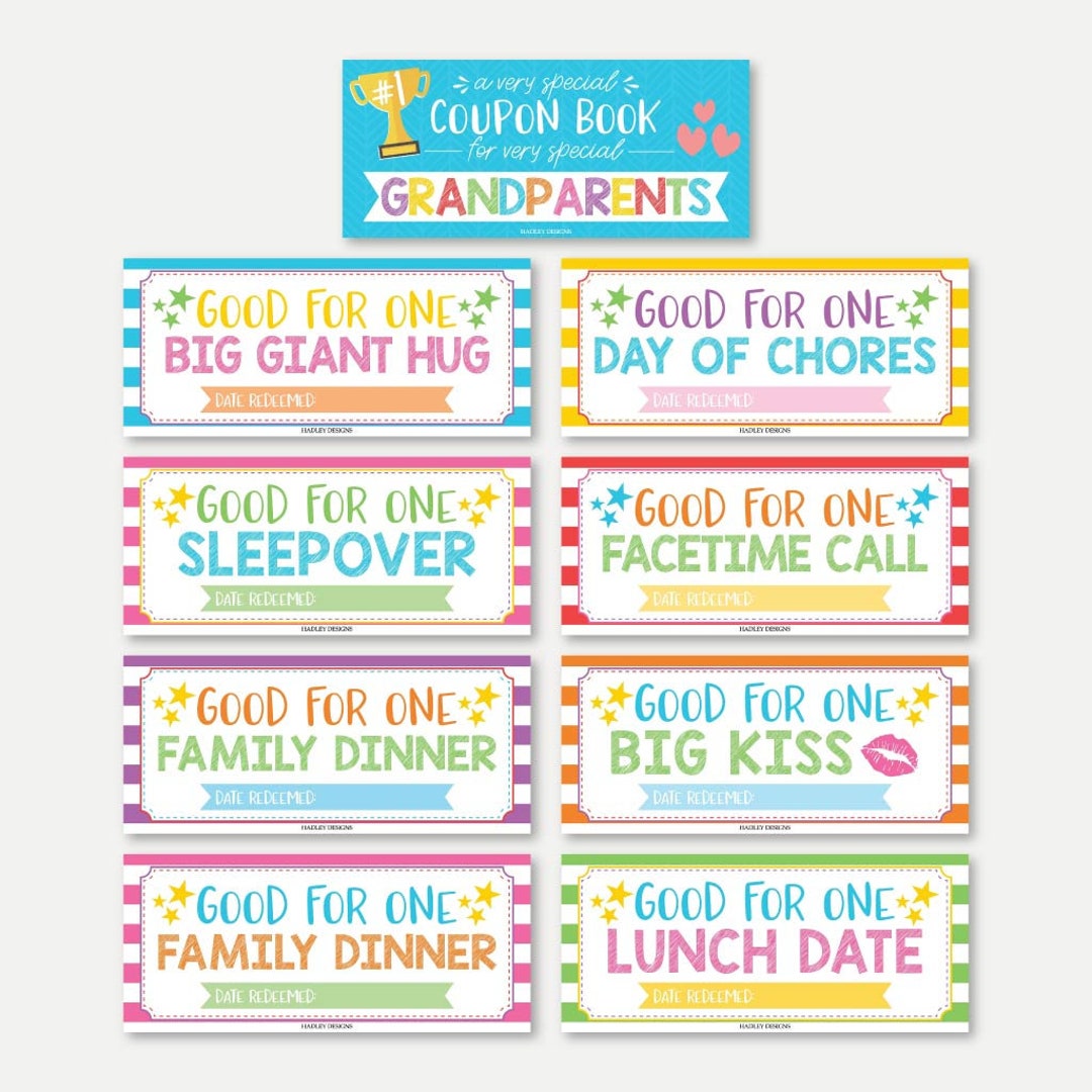 Grandparents Day Printable Coupon Book, Mothers Day Gift for Grandma ...