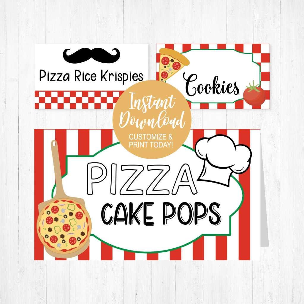 Printable Food Label Tents, Printable Place Card Template, Pizza Food ...