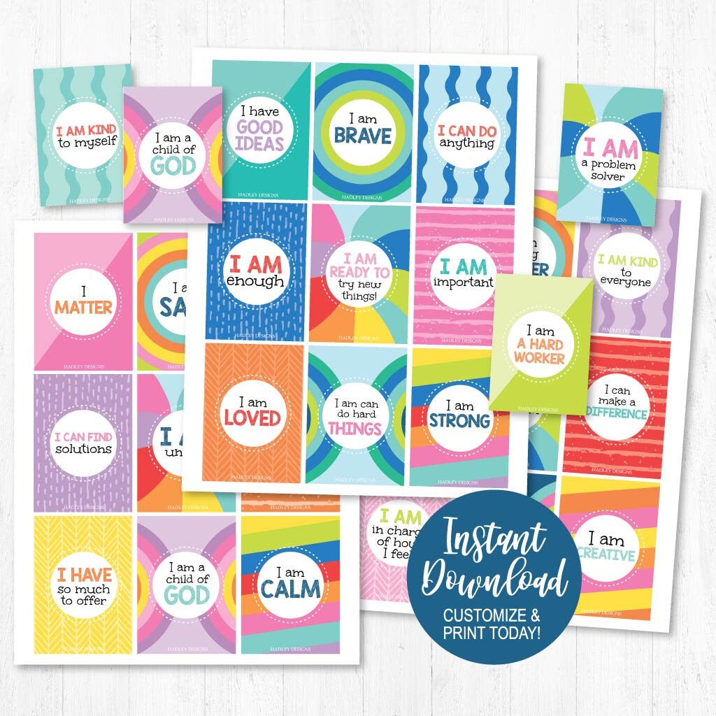 Positive Affirmation Cards for Kids Printable, Encouragement ...