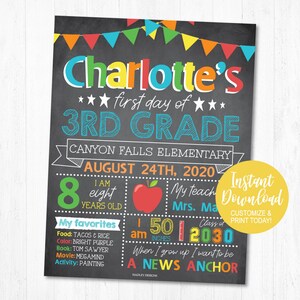 Back to School Printable, Back to School Chalk Board, First Day of ...