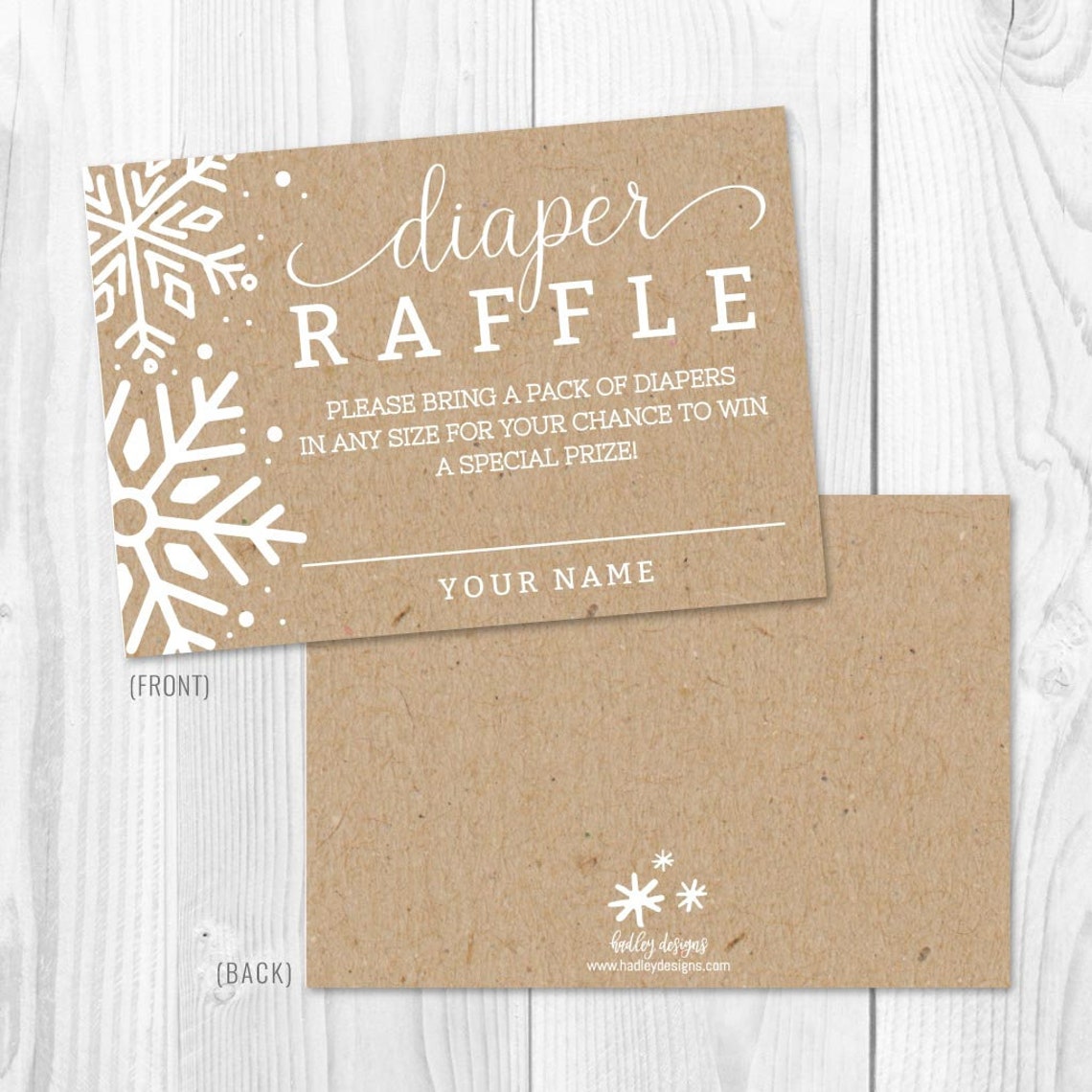 Little Snowflake Baby Shower Diaper Raffle Template Ticket - Etsy