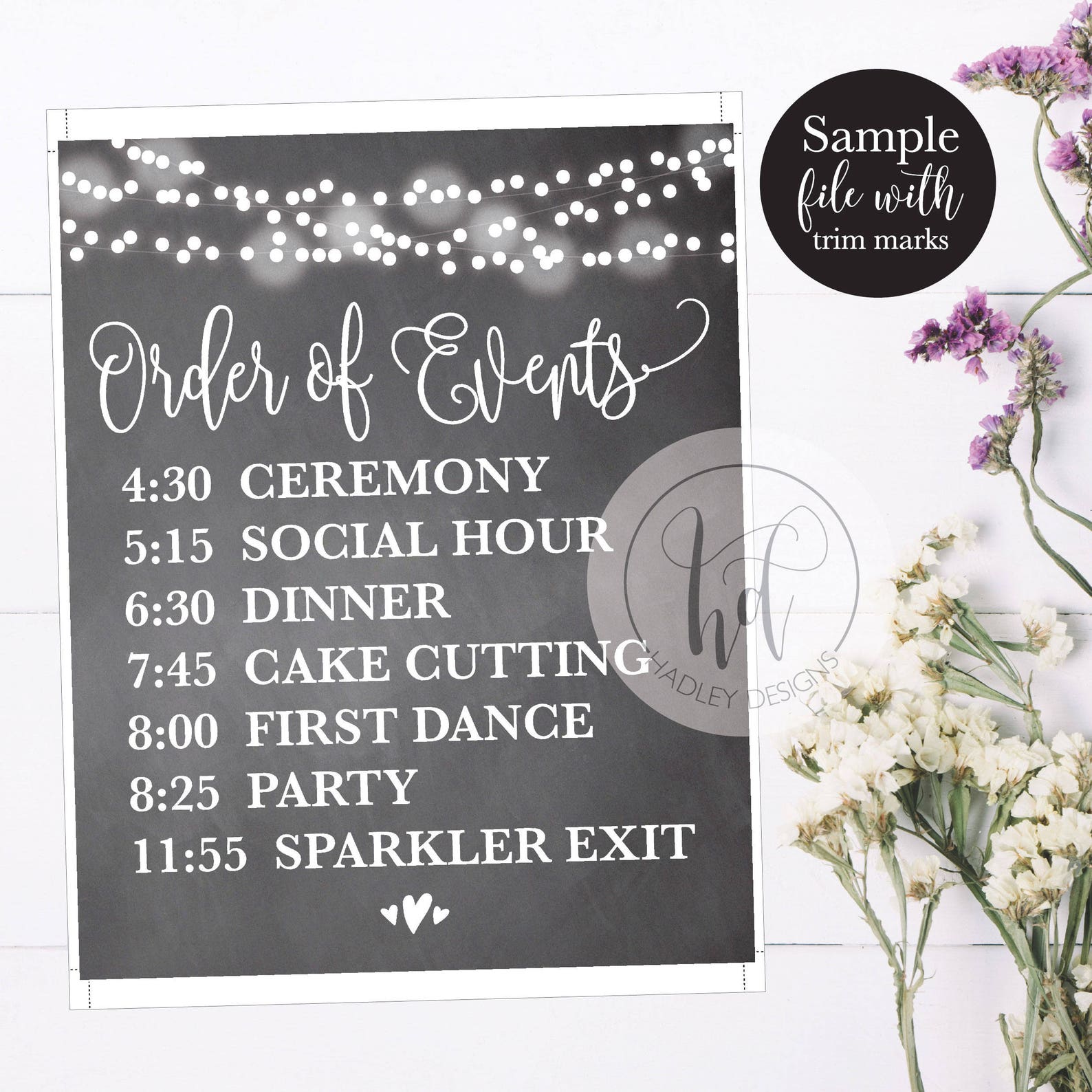 Chalk Order of Events Editable Wedding Sign, Printable Wedding ...