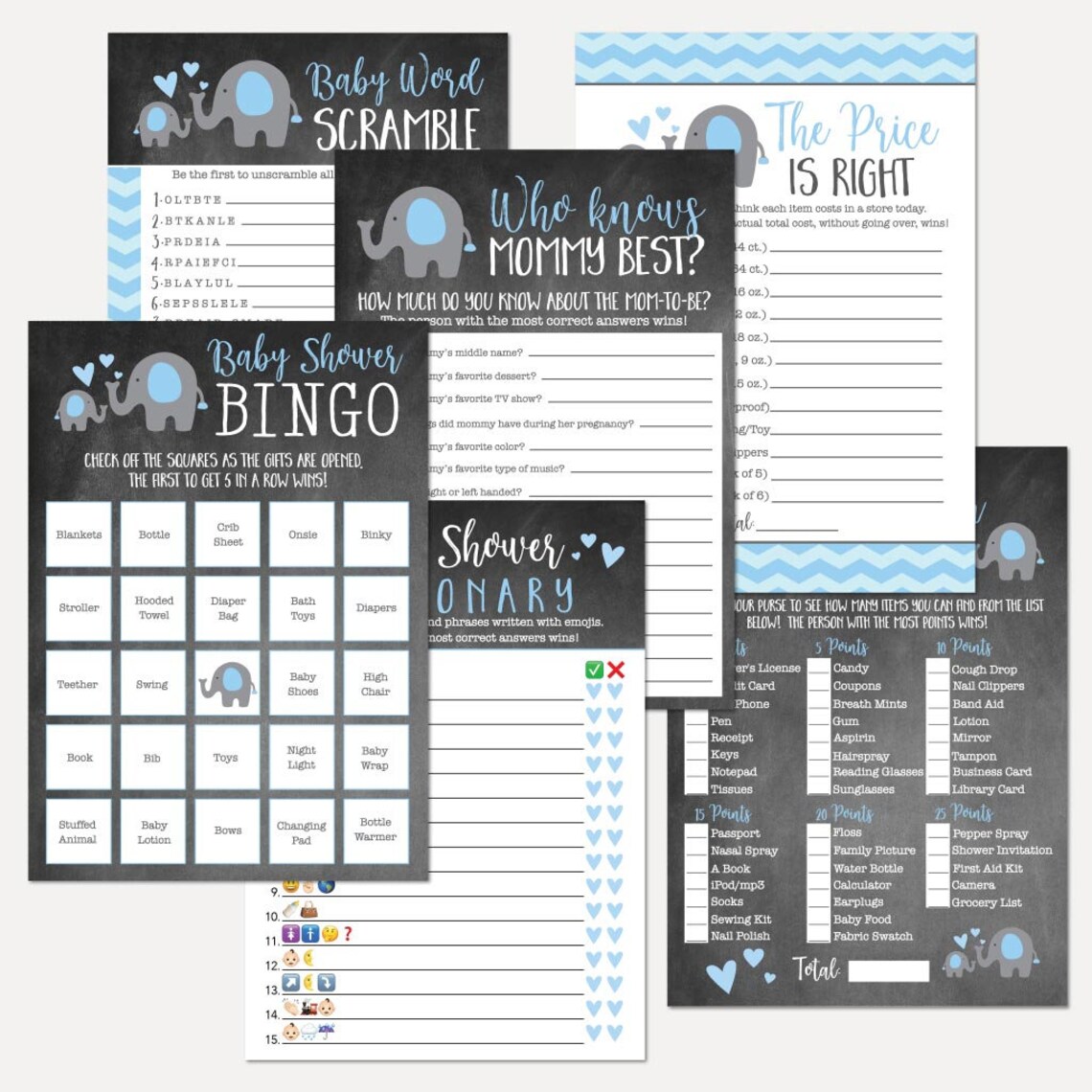 Baby Shower Game Suite Baby Shower Game Package Baby Shower - Etsy