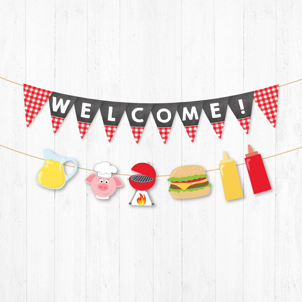 Editable Welcome Banner Template Summer BBQ Garland Outdoor - Etsy