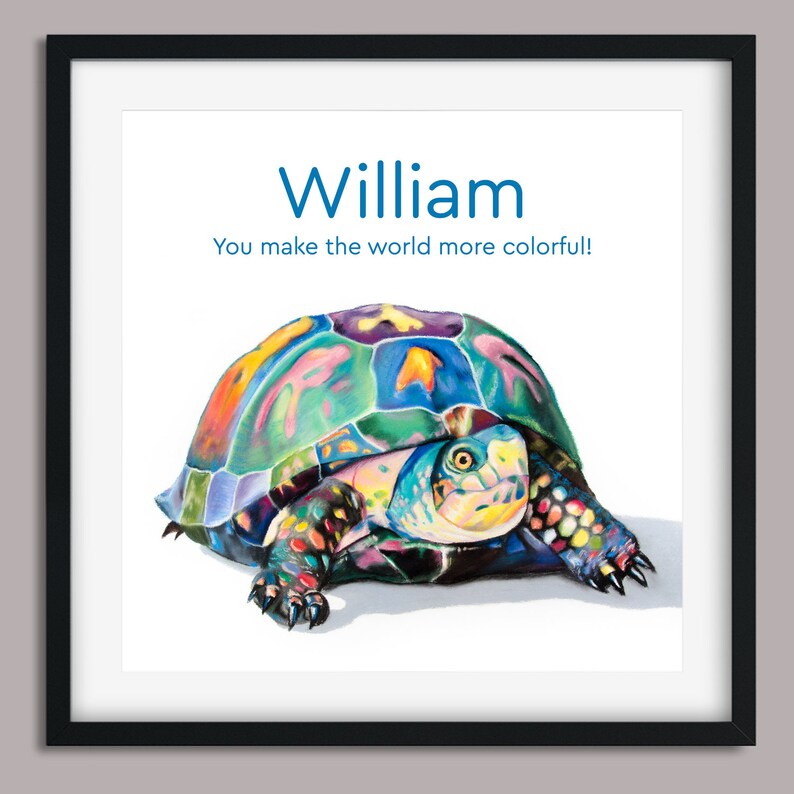 William Name Art Digital Download With Turtle Colorful. | Etsy