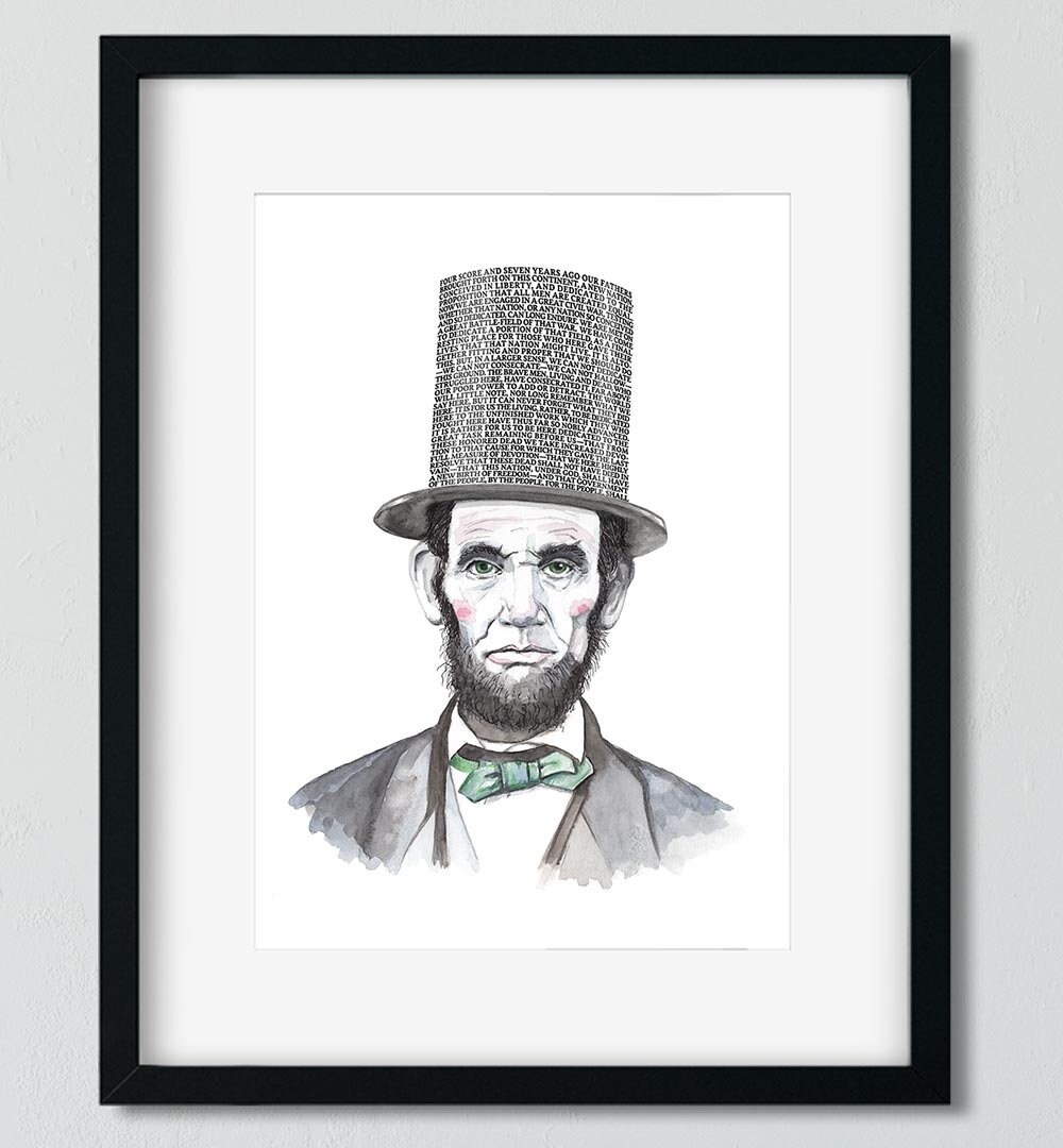 Abraham Lincoln Portrait Art Print Watercolor Wall Art - Etsy