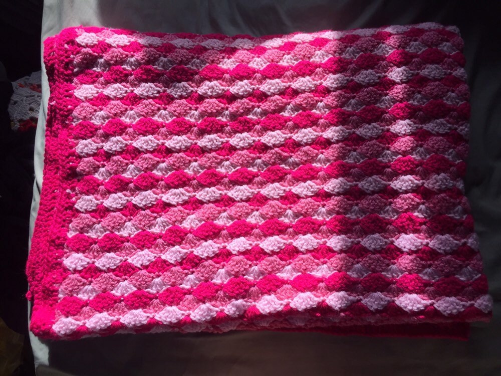 Pink Shell Stitch Crochet Blanket/afghan - Etsy