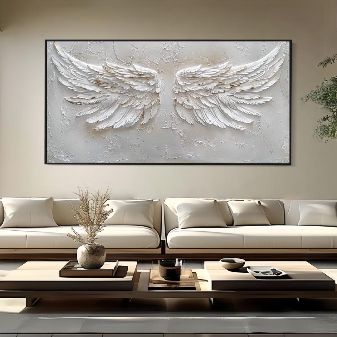 Silver White Wing Texture Painting | Minimal Oil on Linen Canvas ...