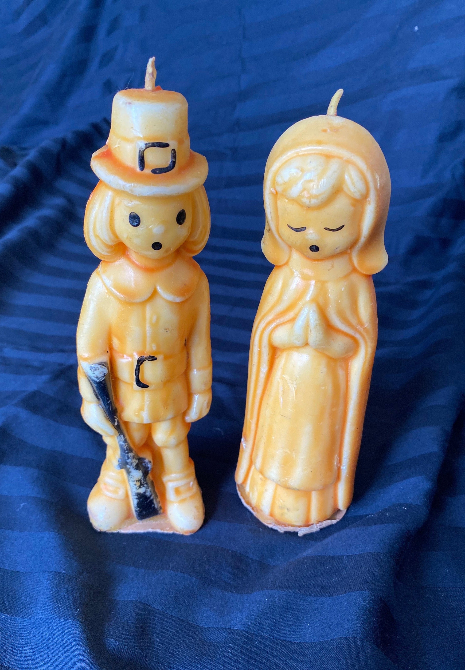 Pair of Gurley Pilgrim or Puritan Orange Large Candles - Etsy UK
