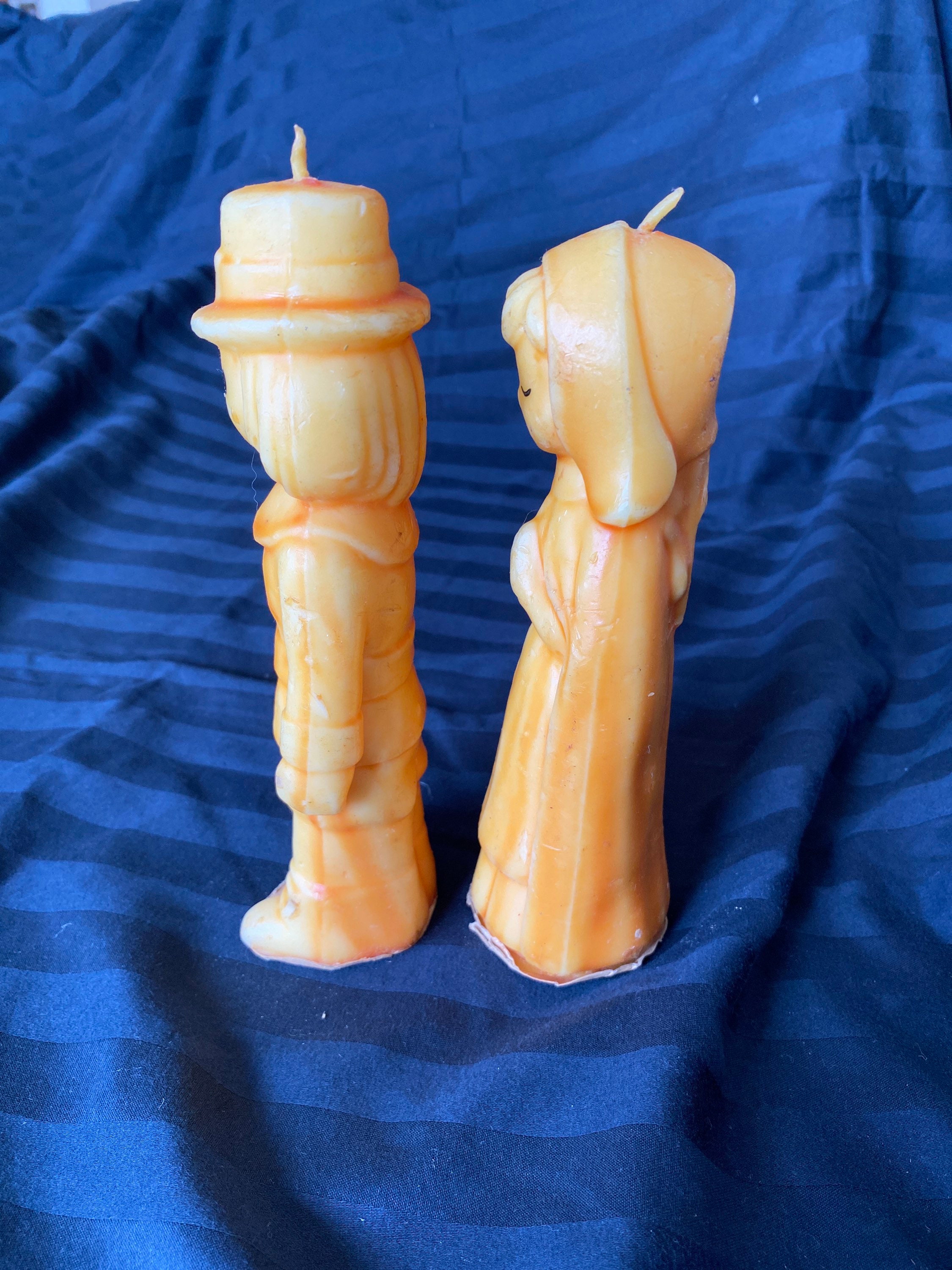 Pair of Gurley Pilgrim or Puritan Orange Large Candles | Etsy