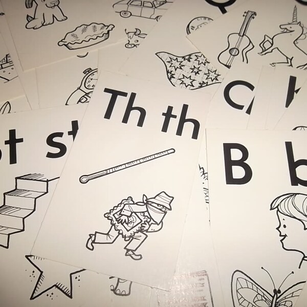 Black and White Alphabet Flash Cards - Etsy