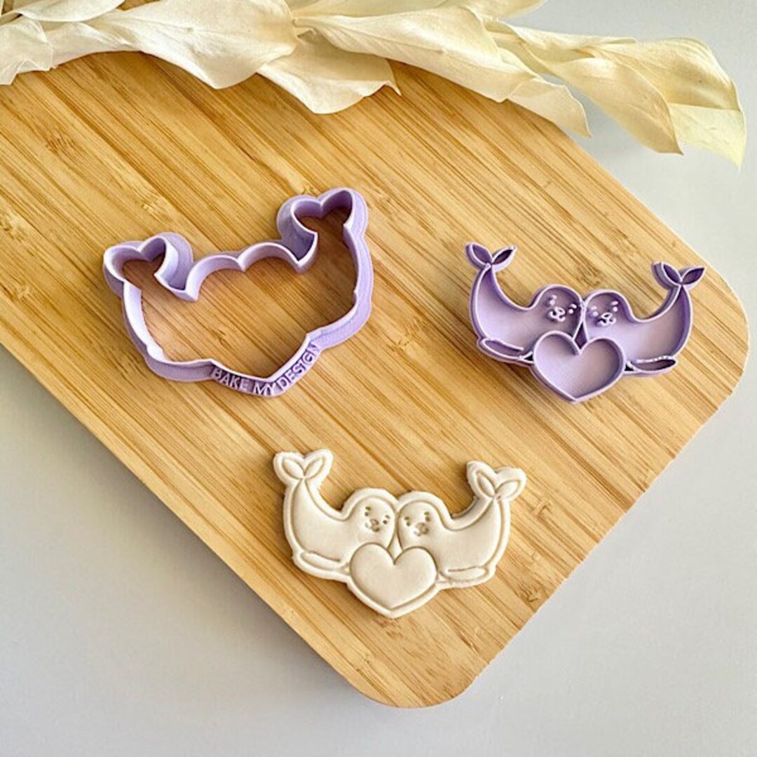 Seal Cookie Cutter & Embosser Set - Valentines Day Cookie Stamp - Etsy